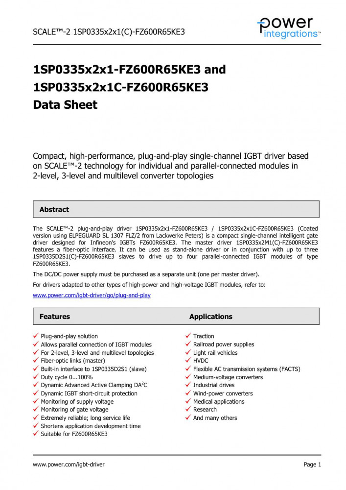 Datasheet page 1