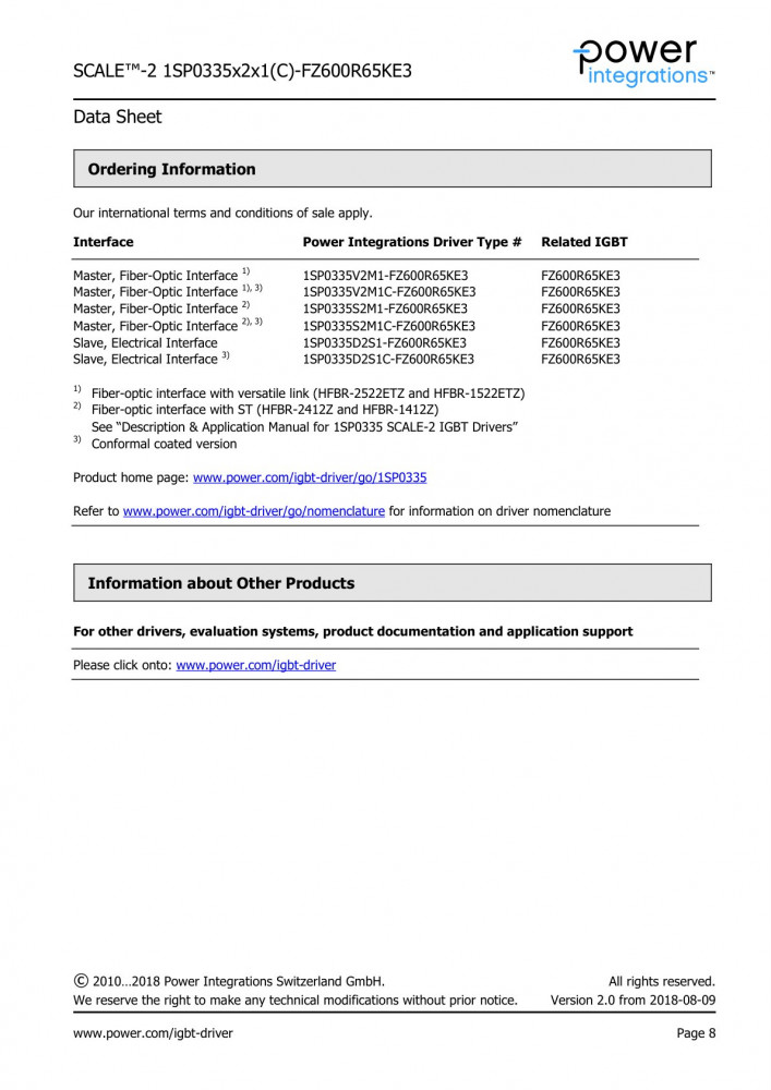 Datasheet page 8