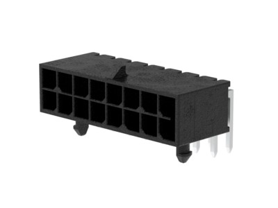 Micro-Fit+ Right-Angle Header, Through Hole, 3.00mm Pitch, Dual Row, 12 Circuits, 0.38µm Gold (Au) Plating, Glow-Wire Capable, Black