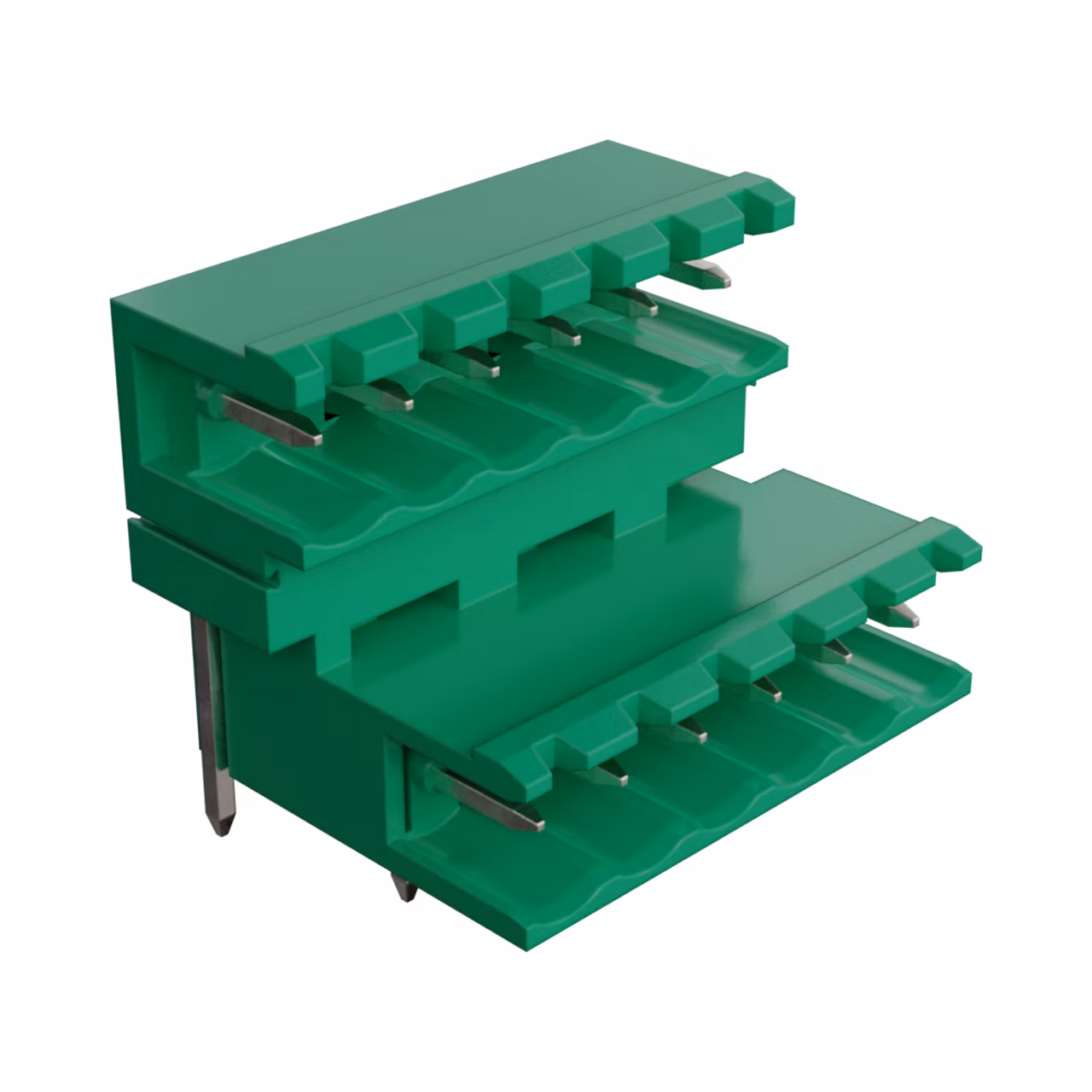 5.00mm Pitch Eurostyle Horizontal Dual Level PCB Header, Open Ends, Green Housing, 12 Circuits for sale