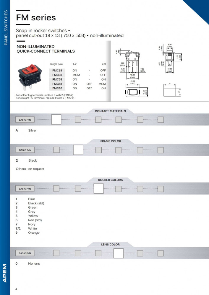 APEM FM series datasheet page 4