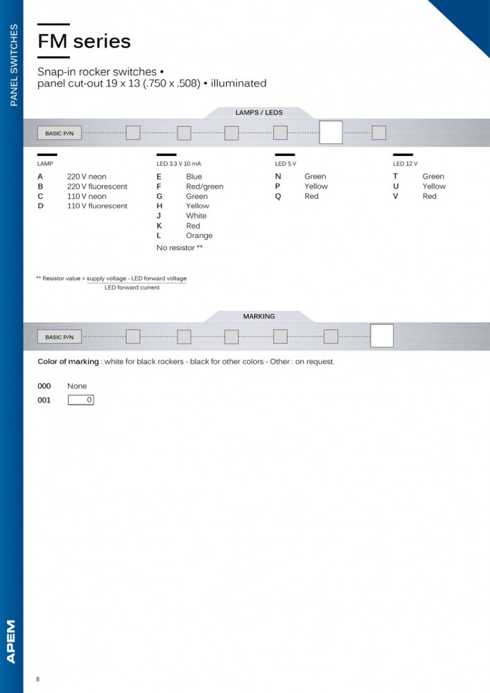 APEM FM series datasheet page 8