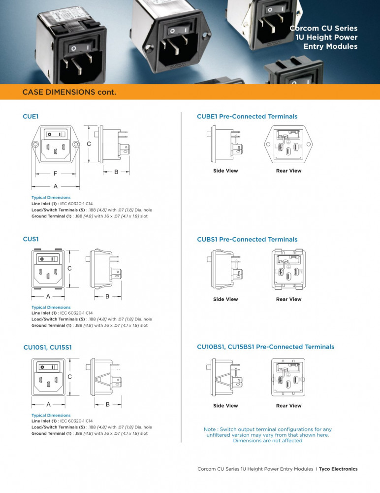 TE Connectivity CU series document page 4