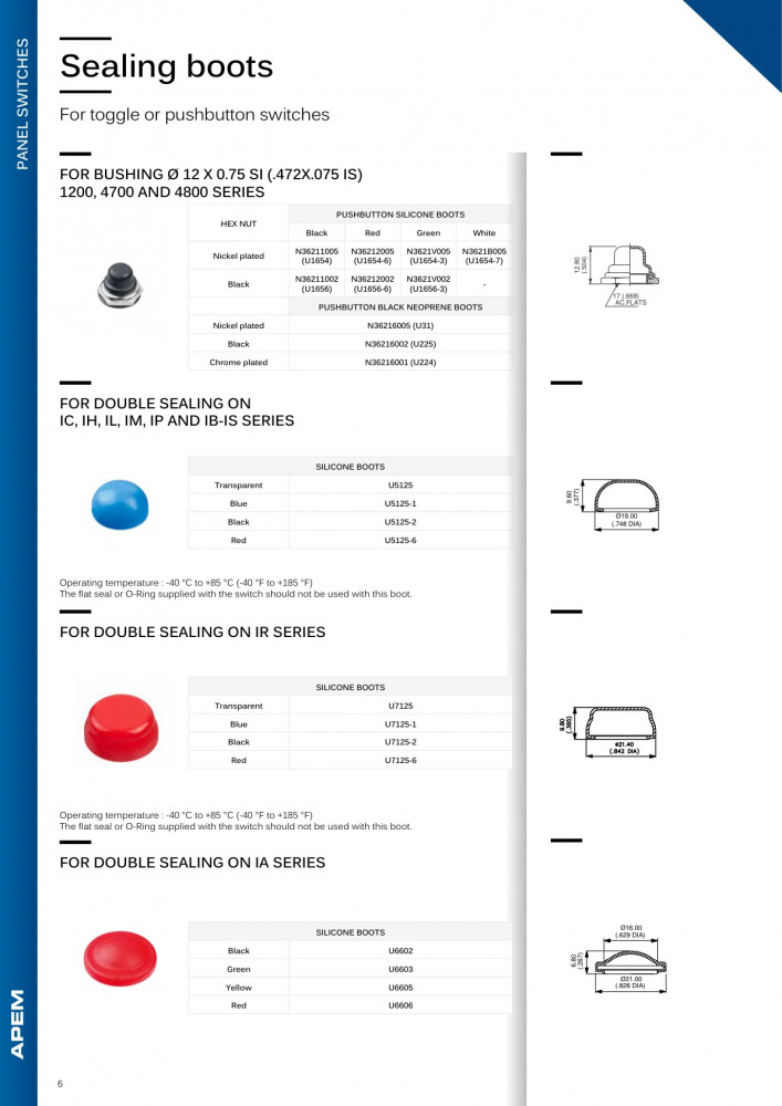 APEM sealing boots document page 6