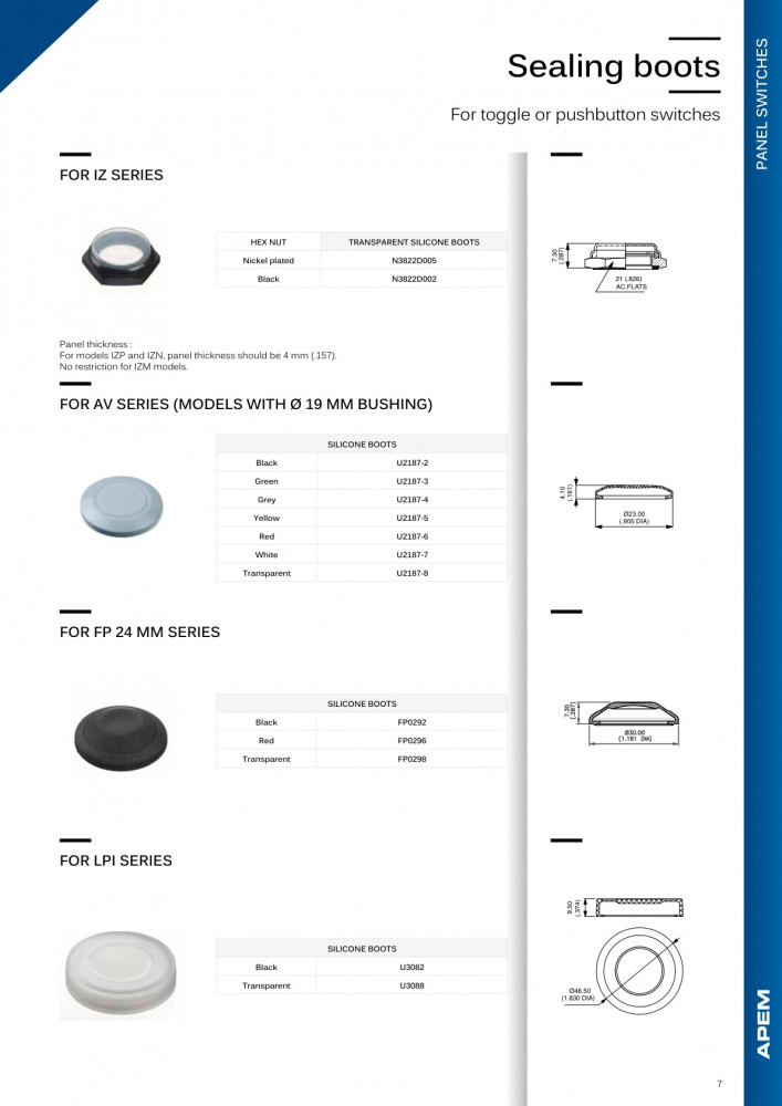 APEM sealing boots document page 7