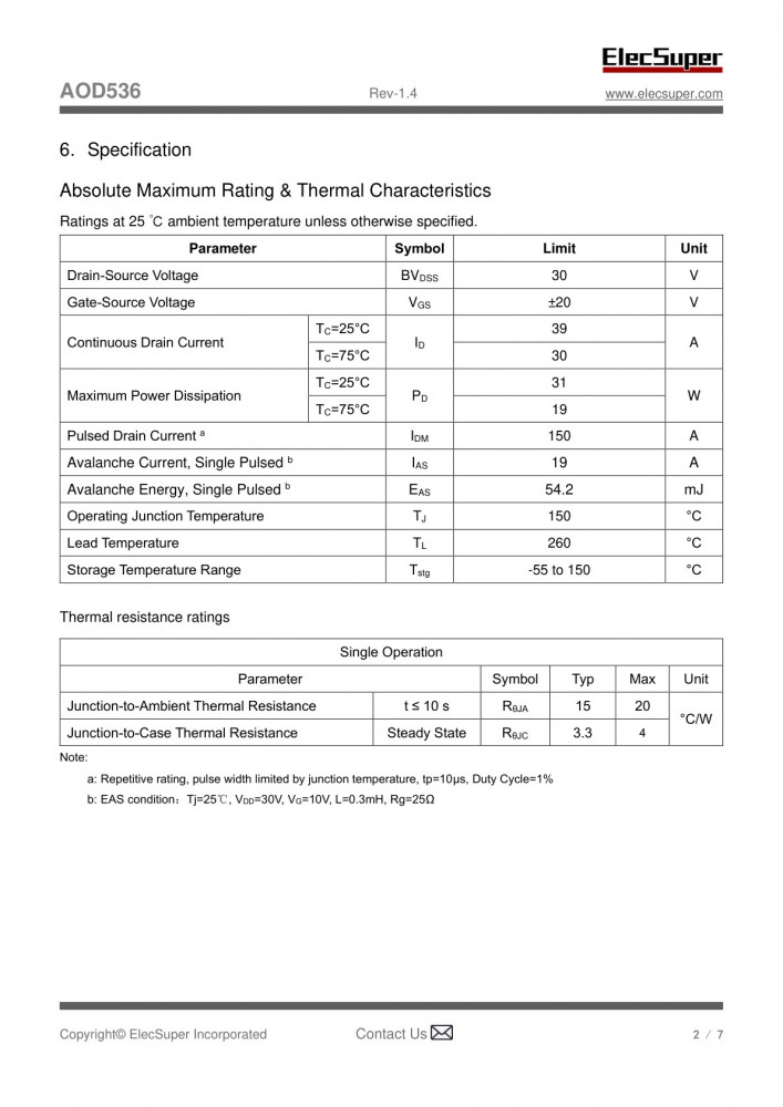 AOD536 datasheet page 2