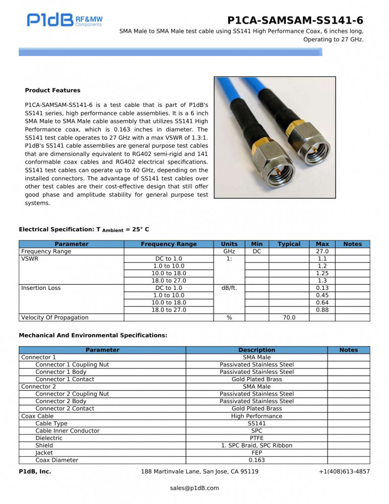 P1CA-SAMSAM-SS141-6 technical document page 1