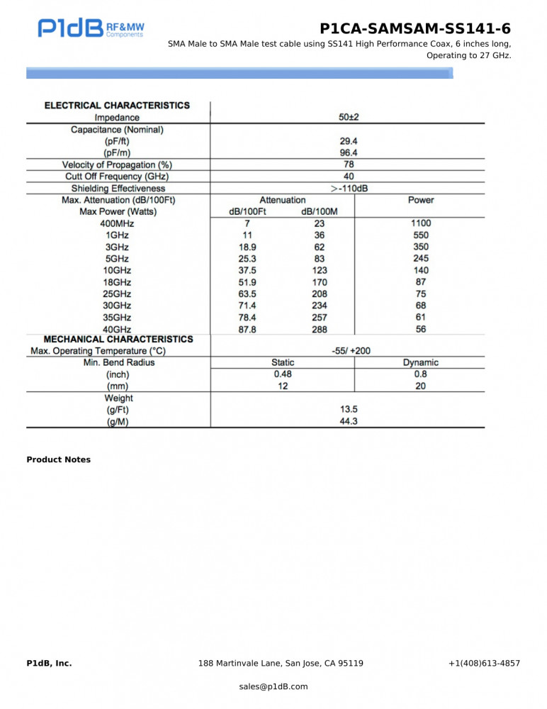 P1CA-SAMSAM-SS141-6 technical document page 3