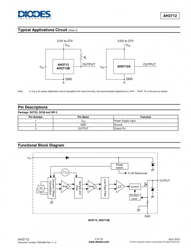 AH3712 datasheet page 2