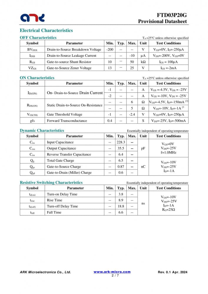 FTD03P20G datasheet page 2