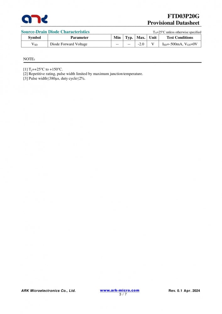 FTD03P20G datasheet page 3