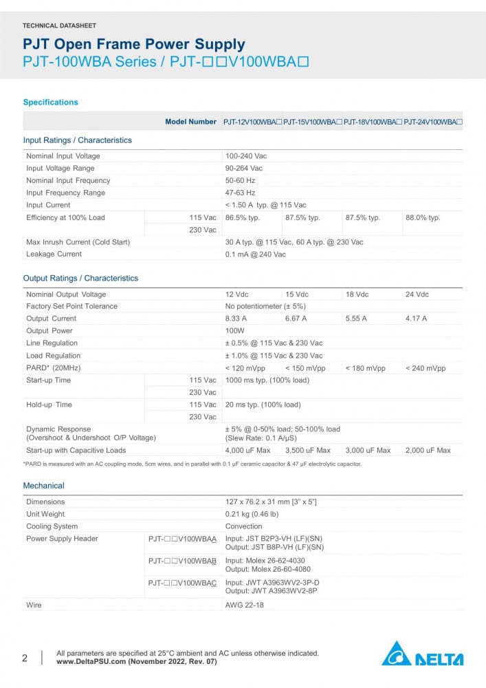 PJT datasheet page 2