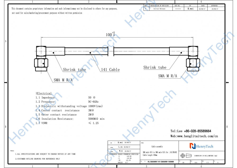 HenryTech HL-SMAMW-141-SMAMW-100MM technical drawing