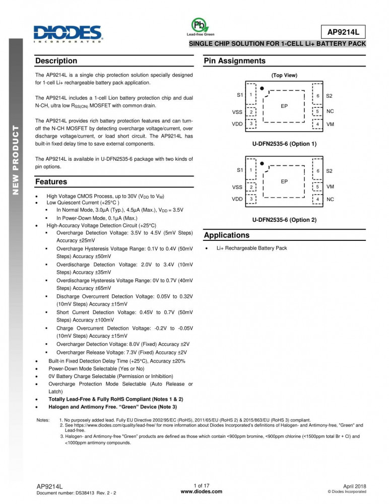 AP9214L datasheet page 1