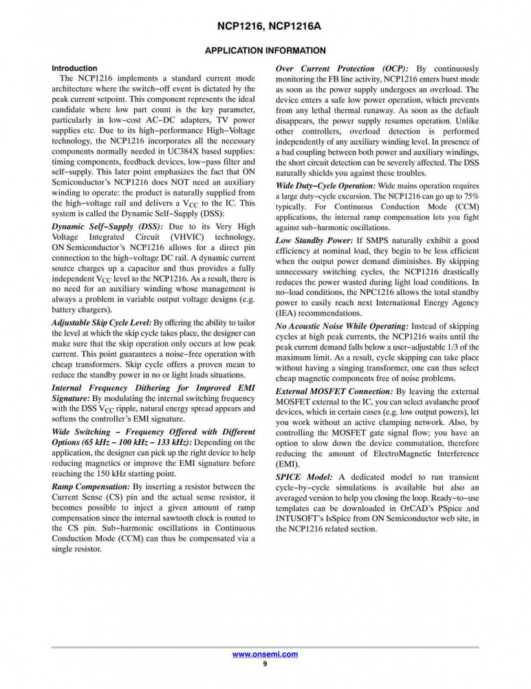 NCP1216 datasheet page 9