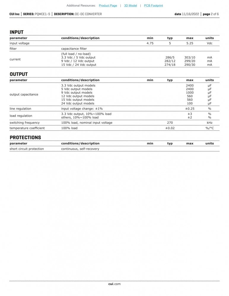 PQMCE1-S series datasheet page 2