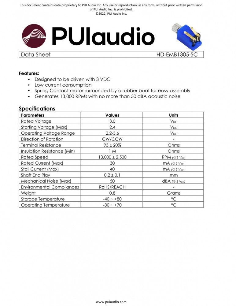 HD-EMB1305-SC technical document page 1