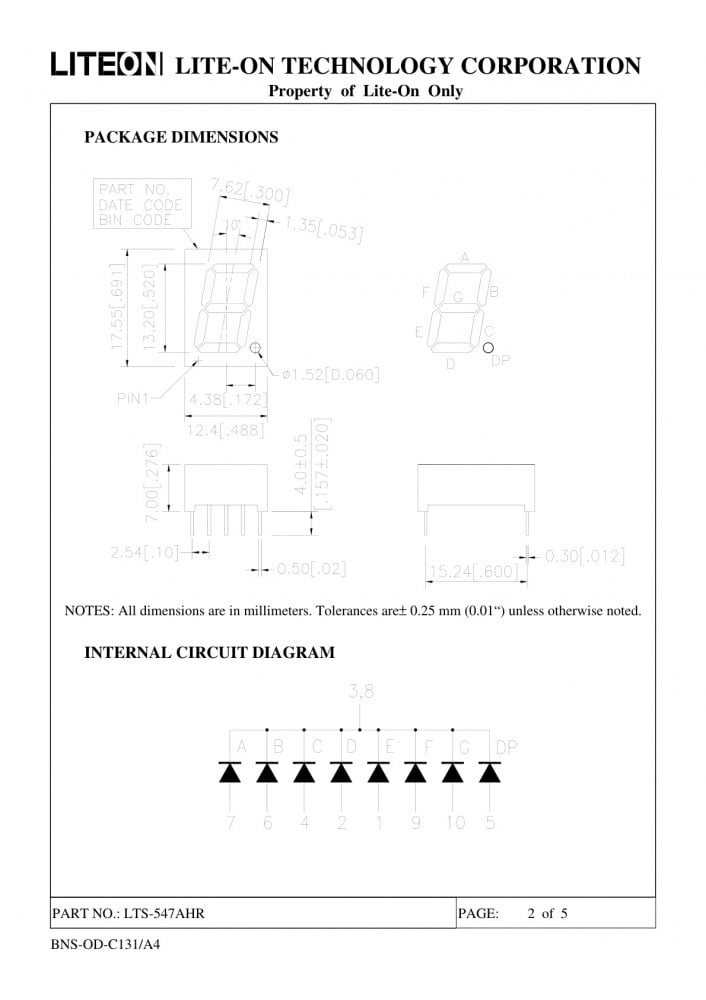 LTS-547AHR datasheet page 2