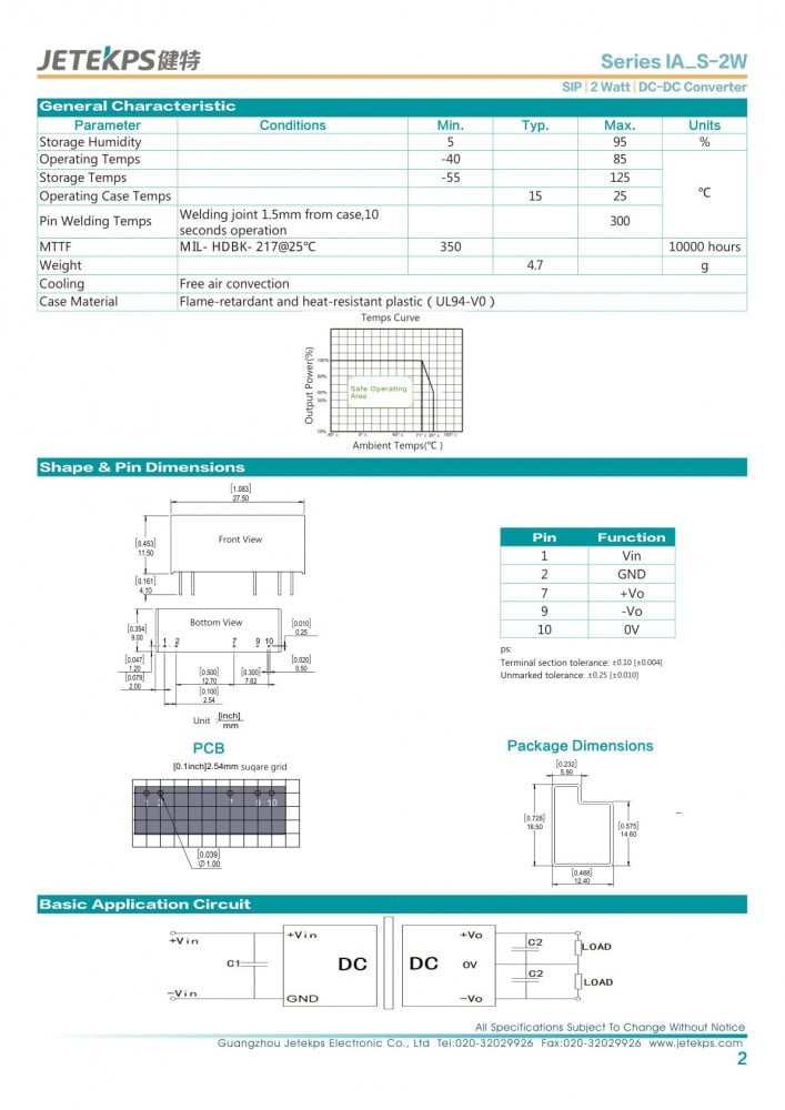 IA2405S-2W datasheet page 2