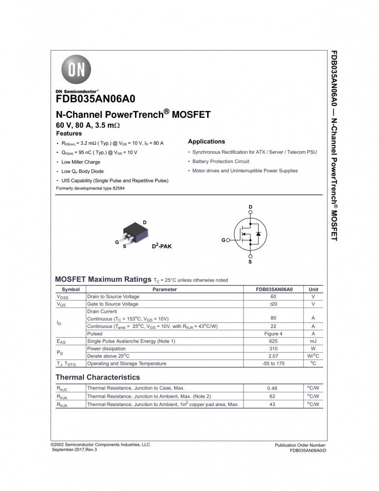 FDB035AN06A0 datasheet page 2