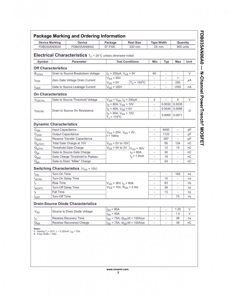 FDB035AN06A0 datasheet page 3