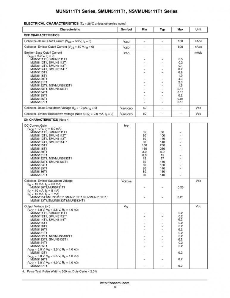 MUN5132T1 datasheet page 3