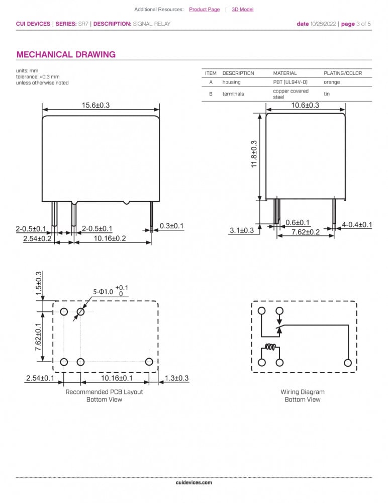 SR7 relay datasheet page 3
