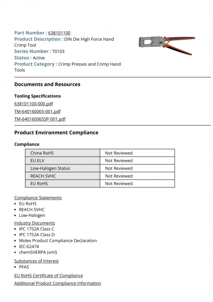 Document preview 1 for MOLEX 638101100
