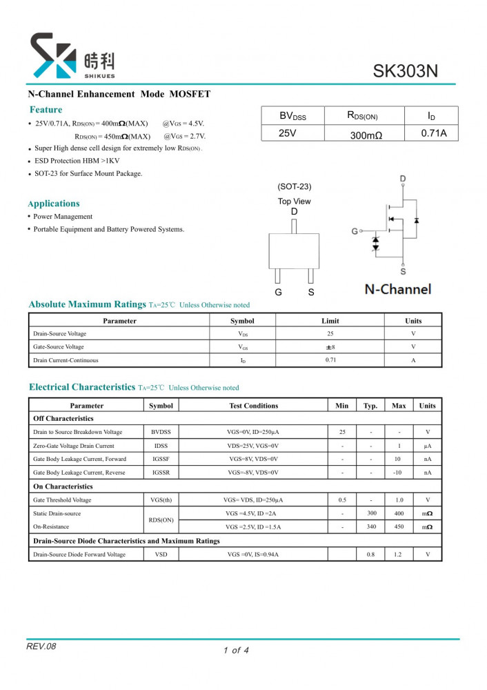 SK303N datasheet page 1