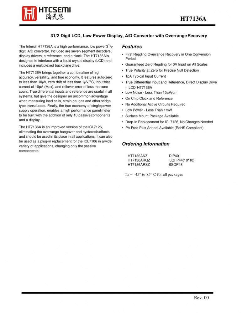 HT7136A datasheet page 1