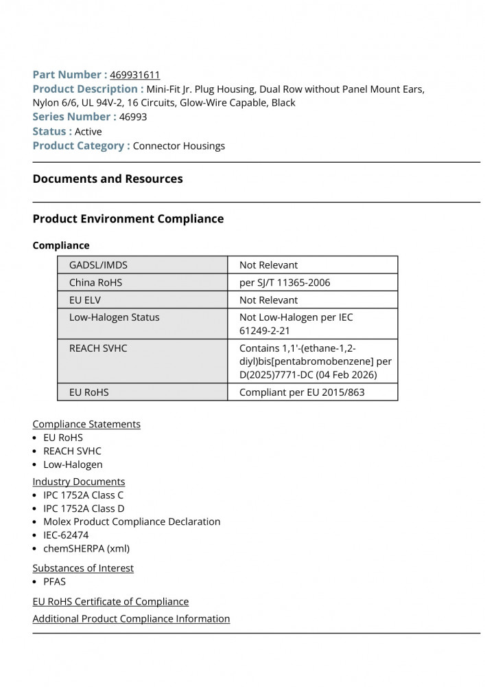 Technical document image 1 for MOLEX 469931611