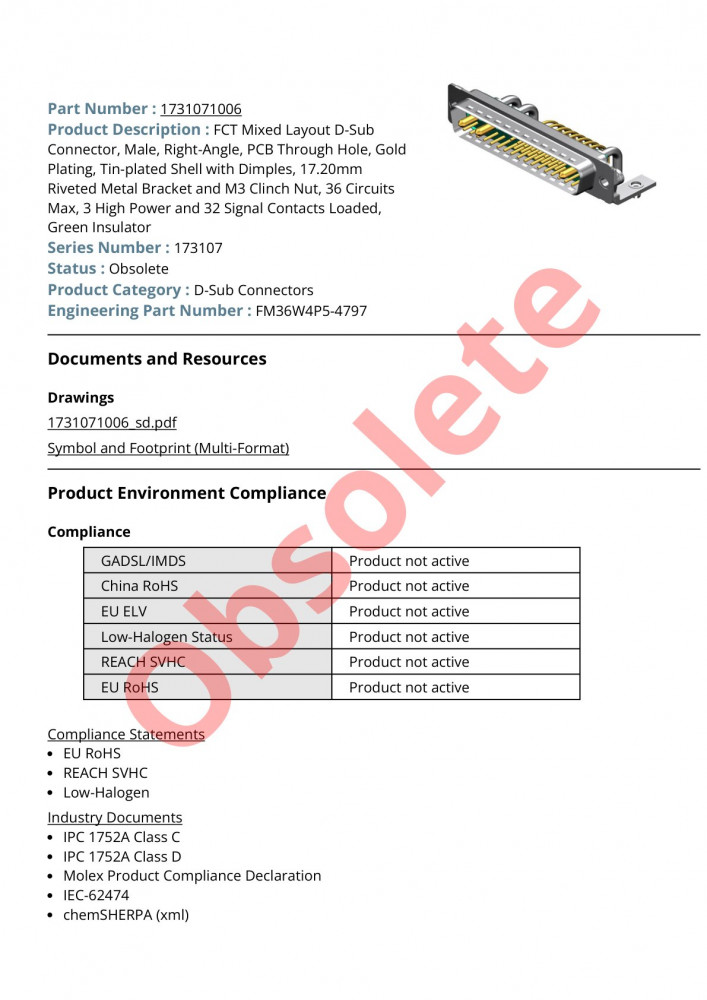 MOLEX 1731071006 technical drawing page 1