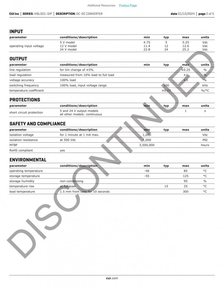 CUI VIBLSD1-DIP datasheet page 2