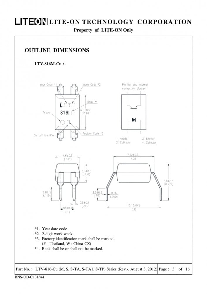 LTV-816-Cu datasheet page 3
