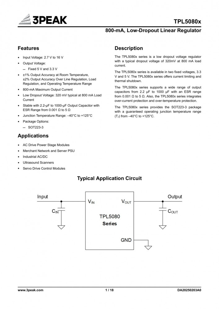 TPL508033-ST4R datasheet page 1