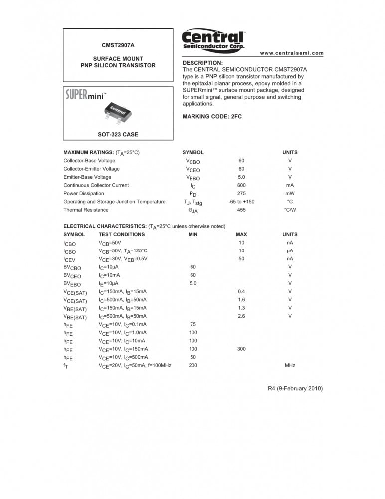CMST2907A datasheet page 1