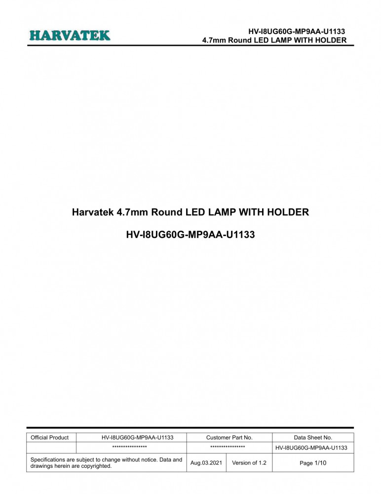 HV-I8UG60G-MP9AA-U1133 datasheet page 1