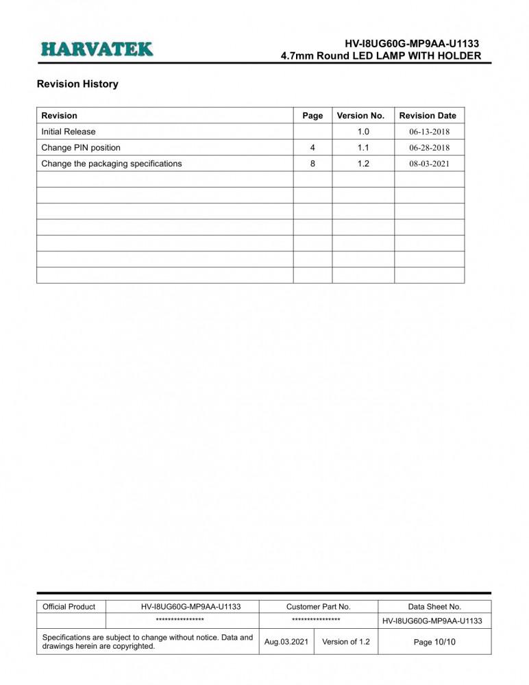 HV-I8UG60G-MP9AA-U1133 datasheet page 10