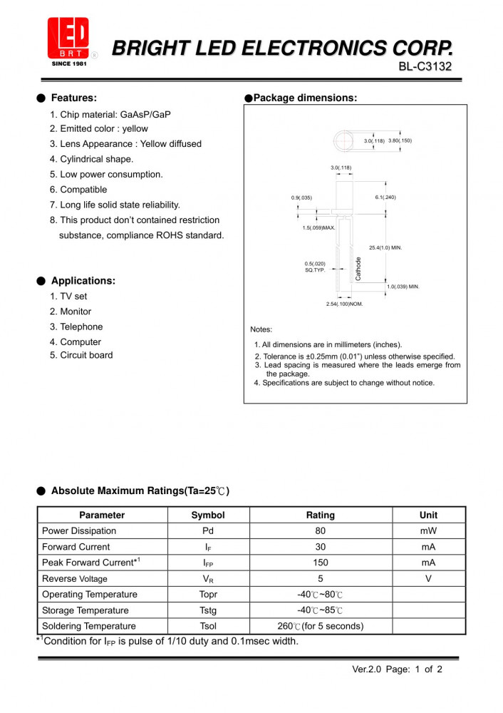 BL-C3132 datasheet page 1