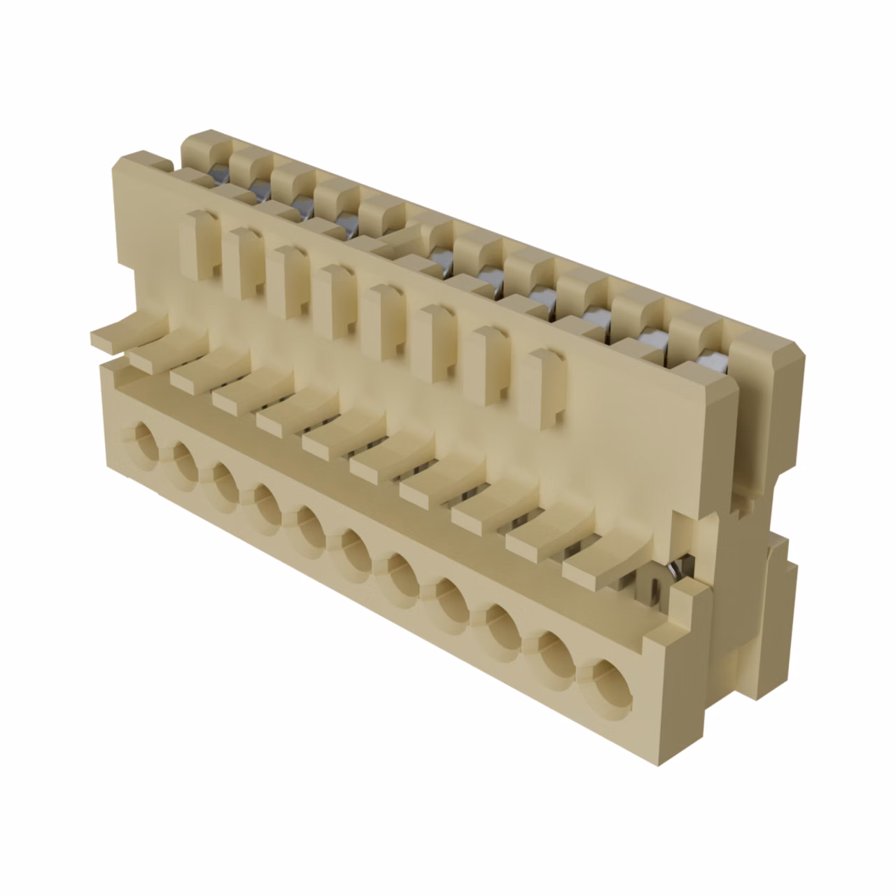 Appli-Mate RAST 2.5 IDT Connector, 2.50mm Pitch, Direct/Indirect, Female, Beaded Terminal, 11 Circuits, Position Keys A, B, K and L Removed, Open Endwalls, Polarizing Rib Between 5/6 for sale
