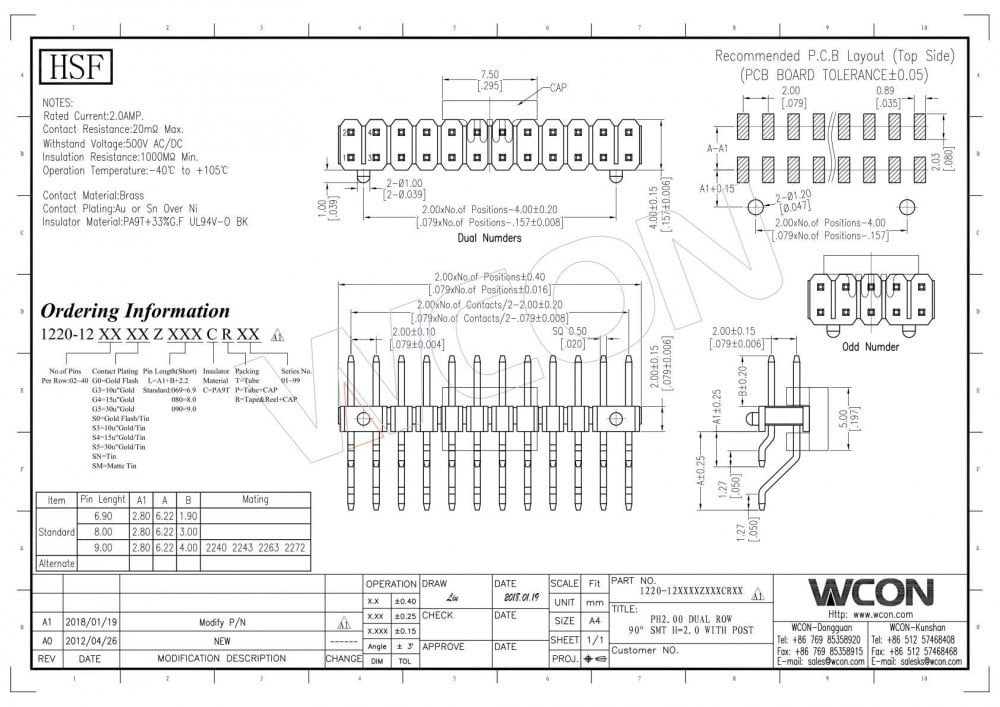 Wcon 1220-1212G0Z080CR02 technical drawing preview