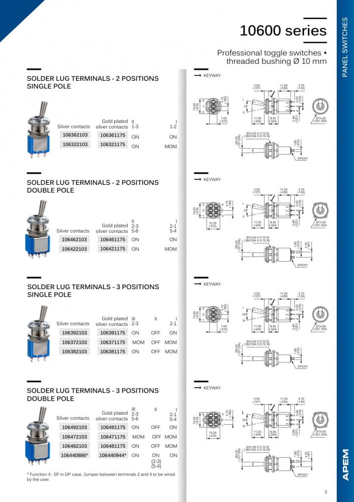 APEM 10600 Series datasheet page 3