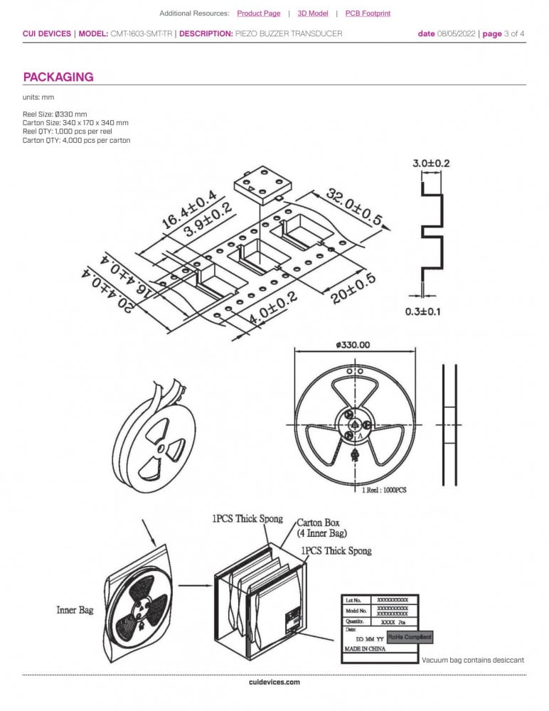 CMT-1603-SMT-TR datasheet page 3