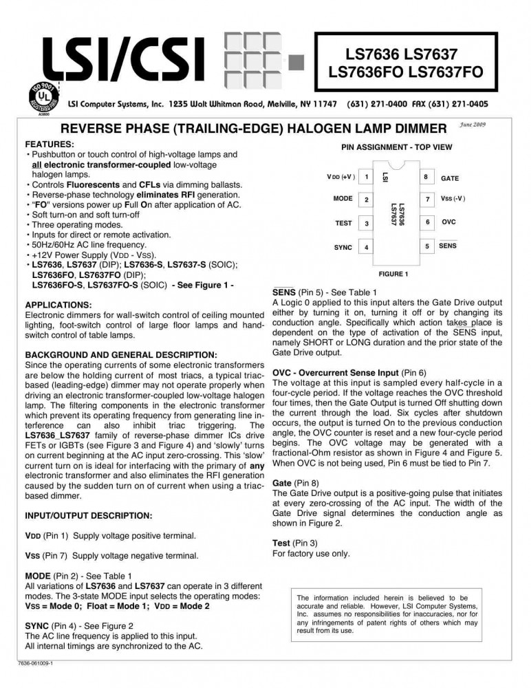 LS7636-S datasheet page 1