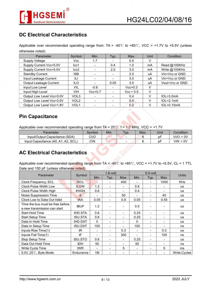 HG24LC08M/TR datasheet page 9