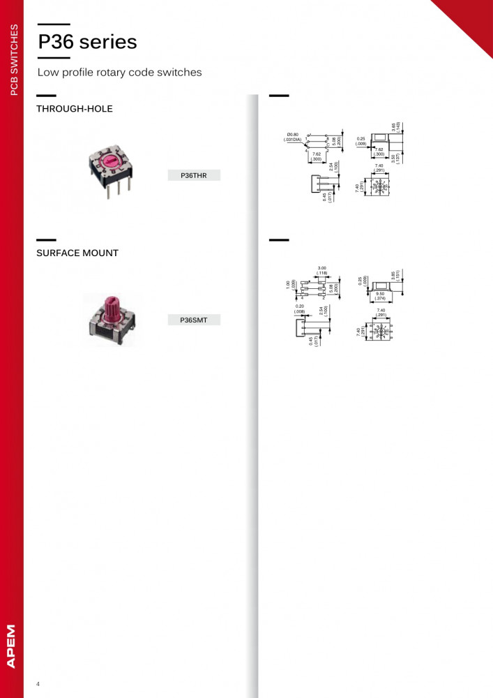 APEM P36 series datasheet page 4