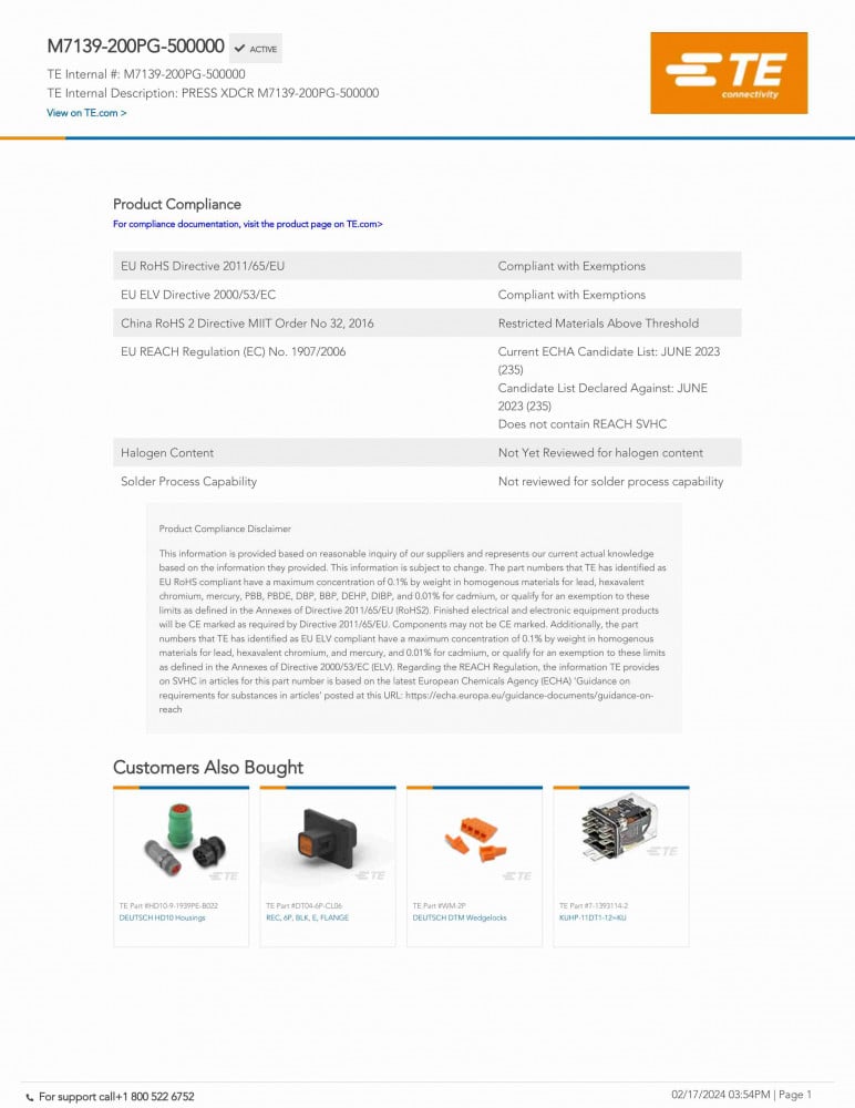 M7139-200PG-500000 technical document page 1