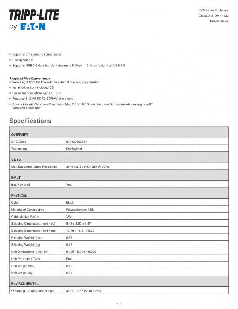 U344-001-DP-4K technical document page 2