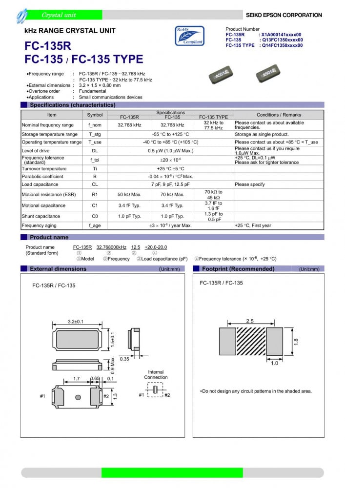EPSON FC-135R datasheet page 1