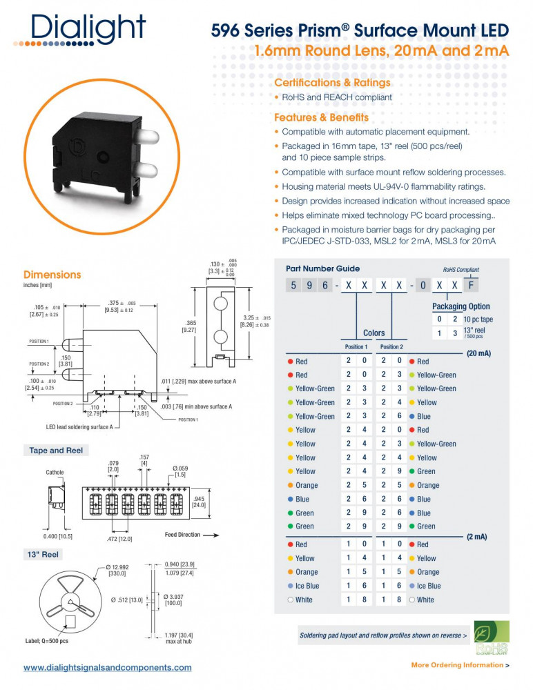 Dialight 596 Series product documentation, page 1
